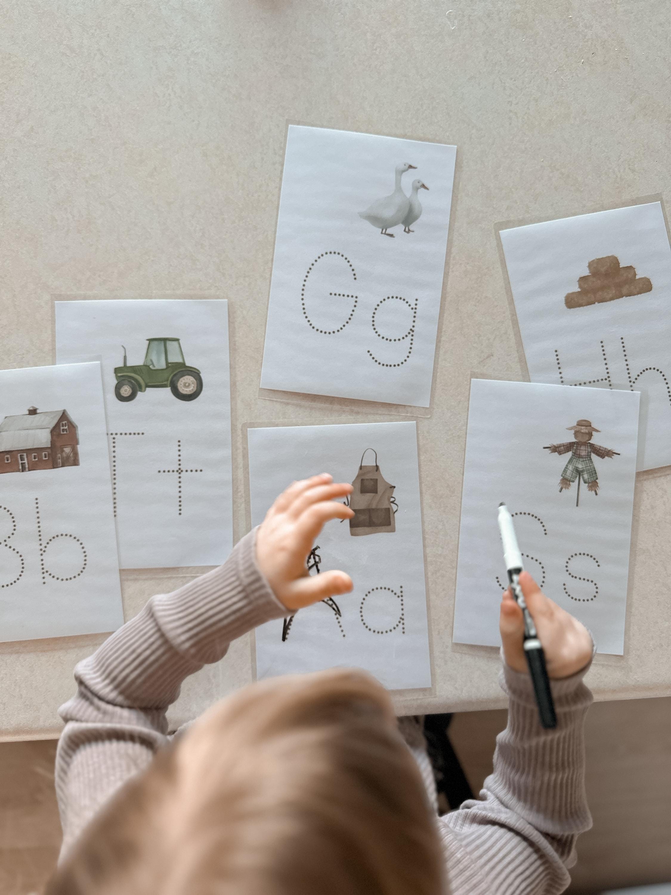 Farm Alphabet Tracing Cards: Preschool Montessori Printable (digital ...