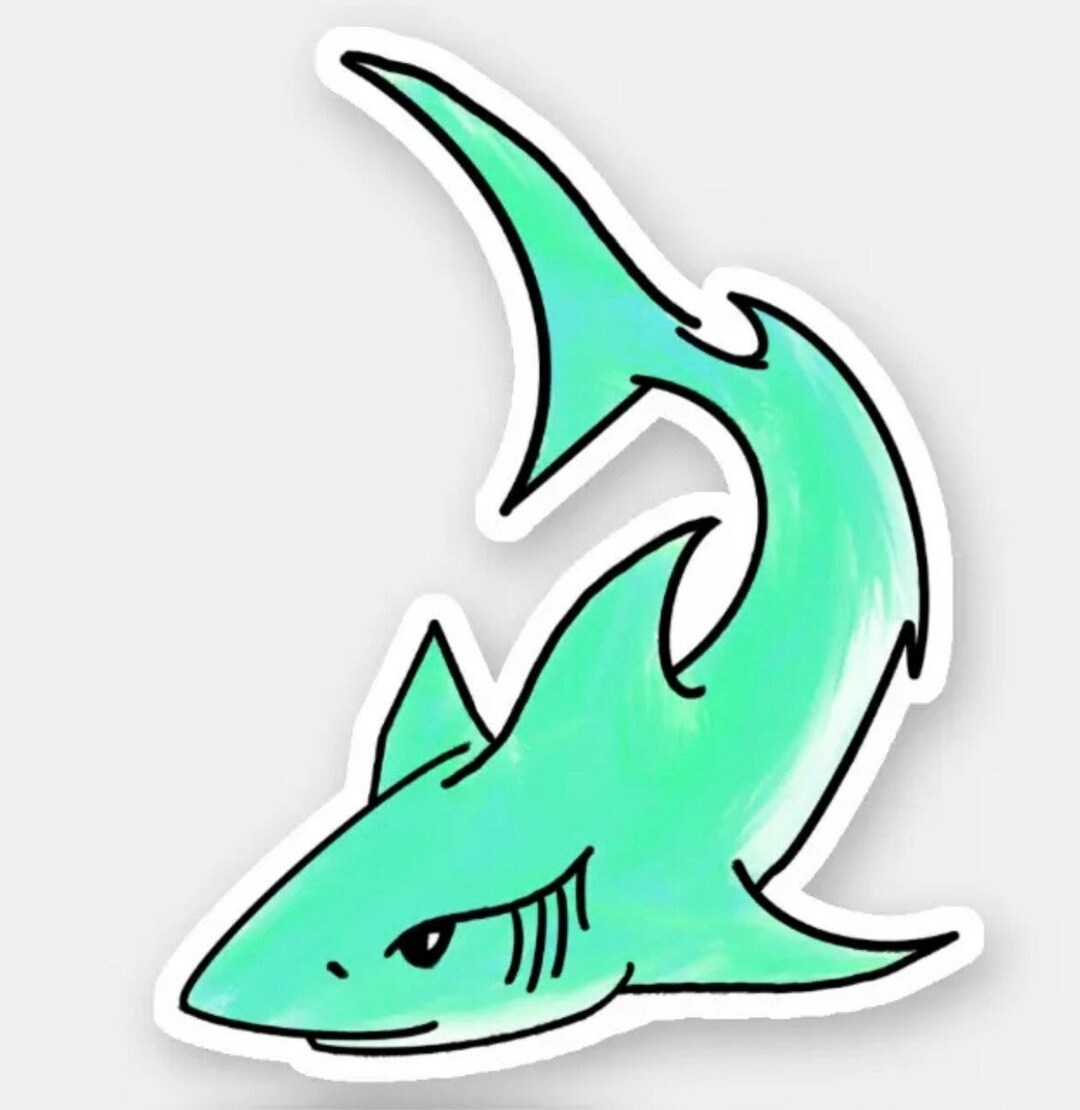 Cartoon Smiling Shark Sticker Simple Design Ocean Animal - Etsy
