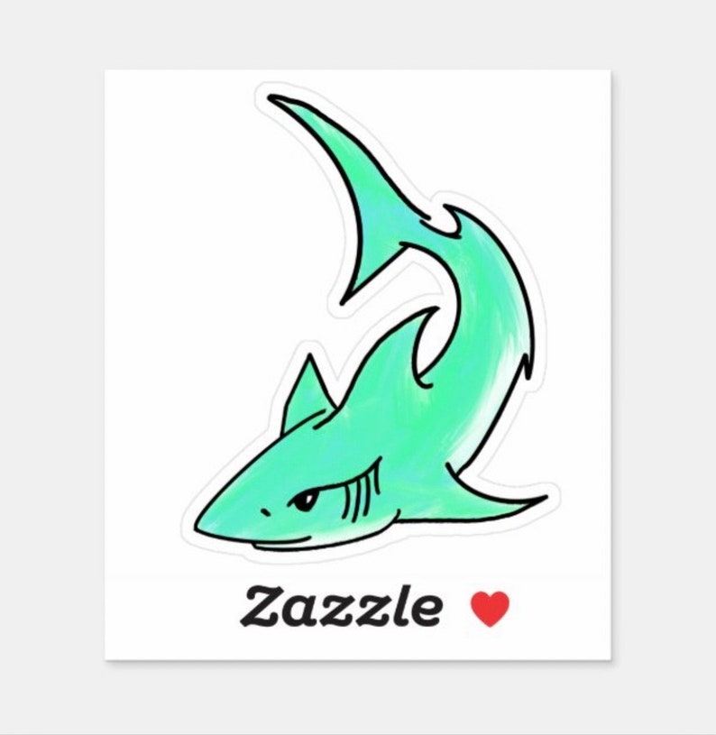 Cartoon Smiling Shark Sticker Simple Design Ocean Animal - Etsy