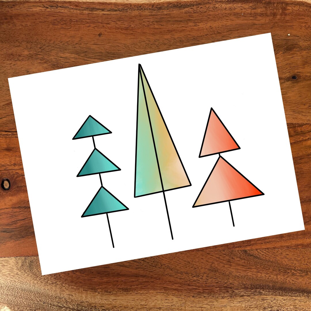Retro Christmas Ombré Trees Mid Century Modern Design - Etsy