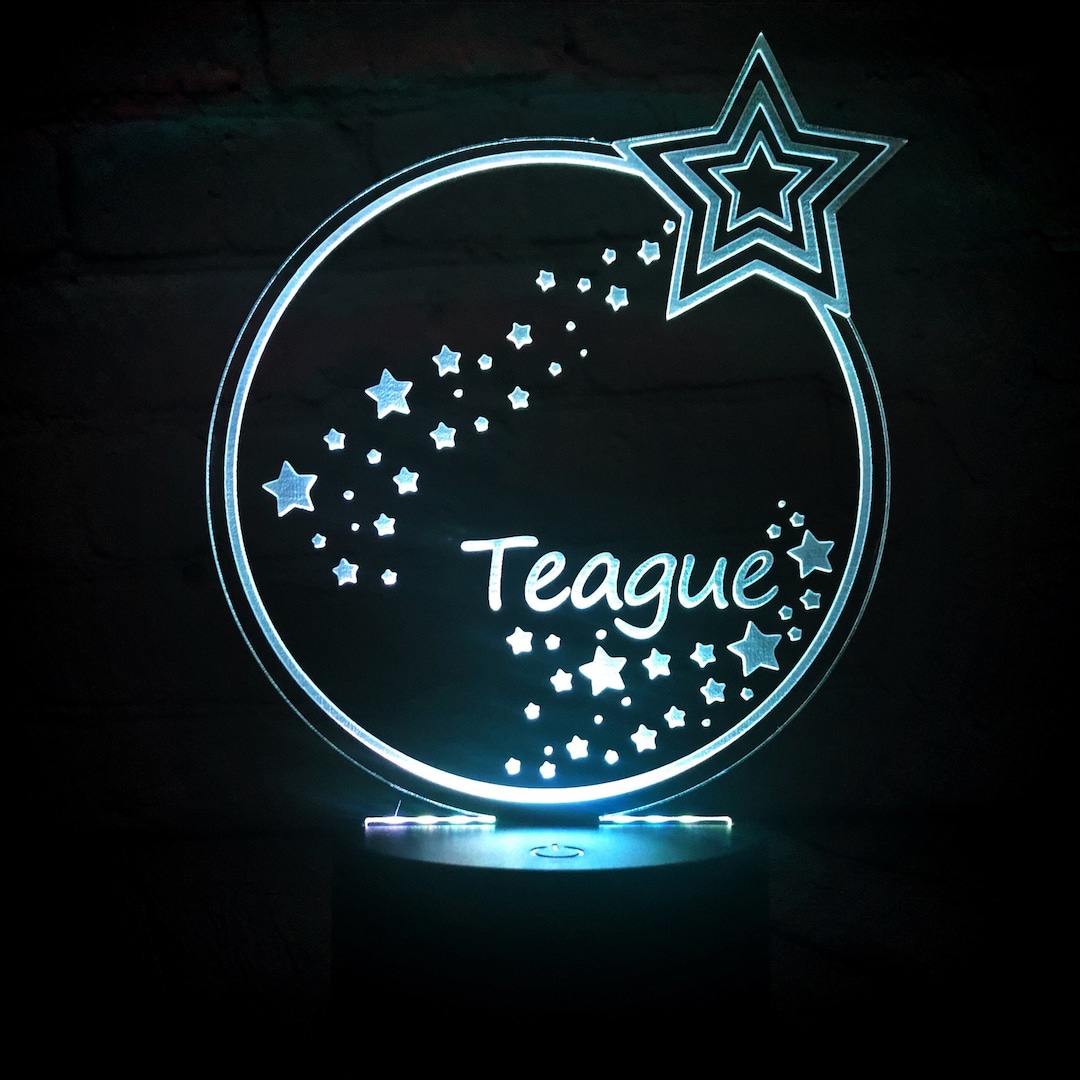 Star Night Light Name Gift Light up Led Lamp Engraved Personalized Name ...