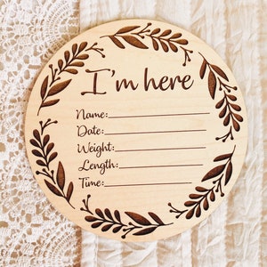 Birth Announcement Wood Disc Newborn Photography Prop Baby - Etsy