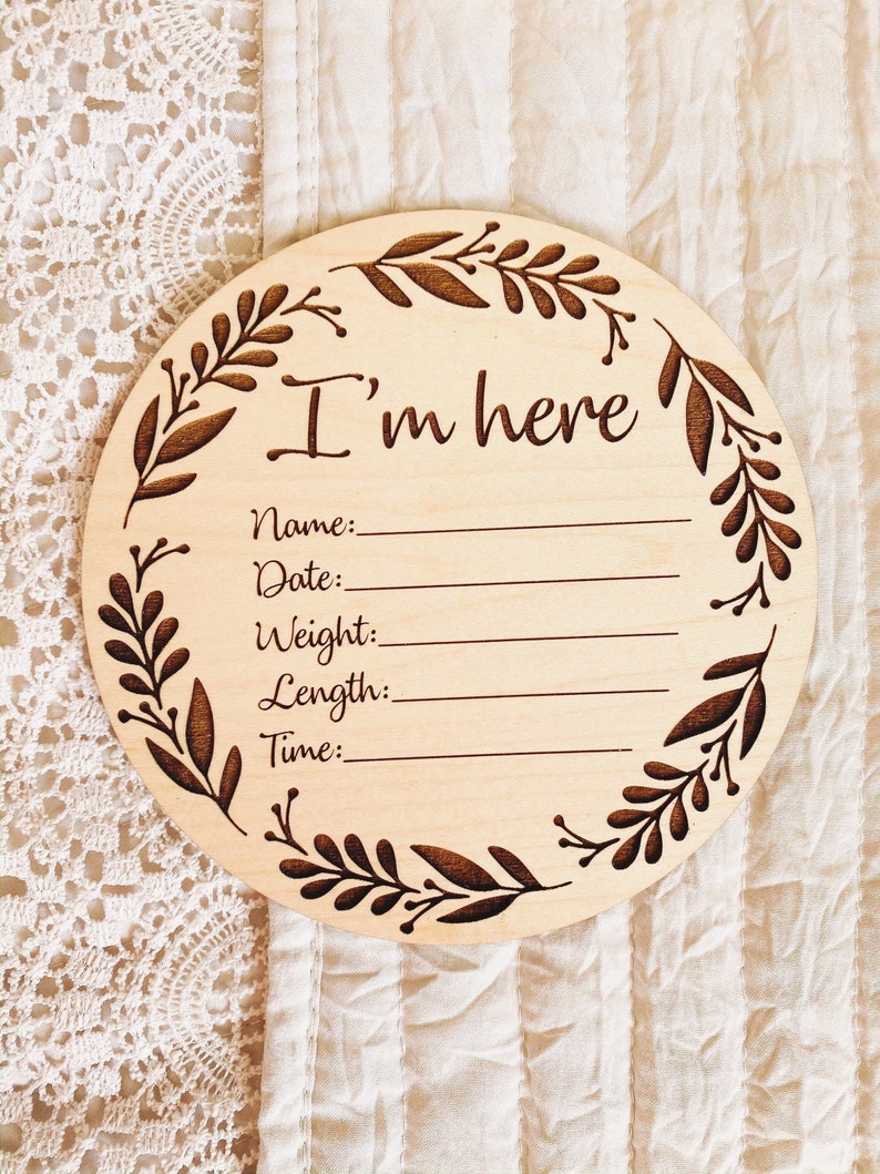 Birth Announcement Wood Disc Newborn Photography Prop Baby - Etsy