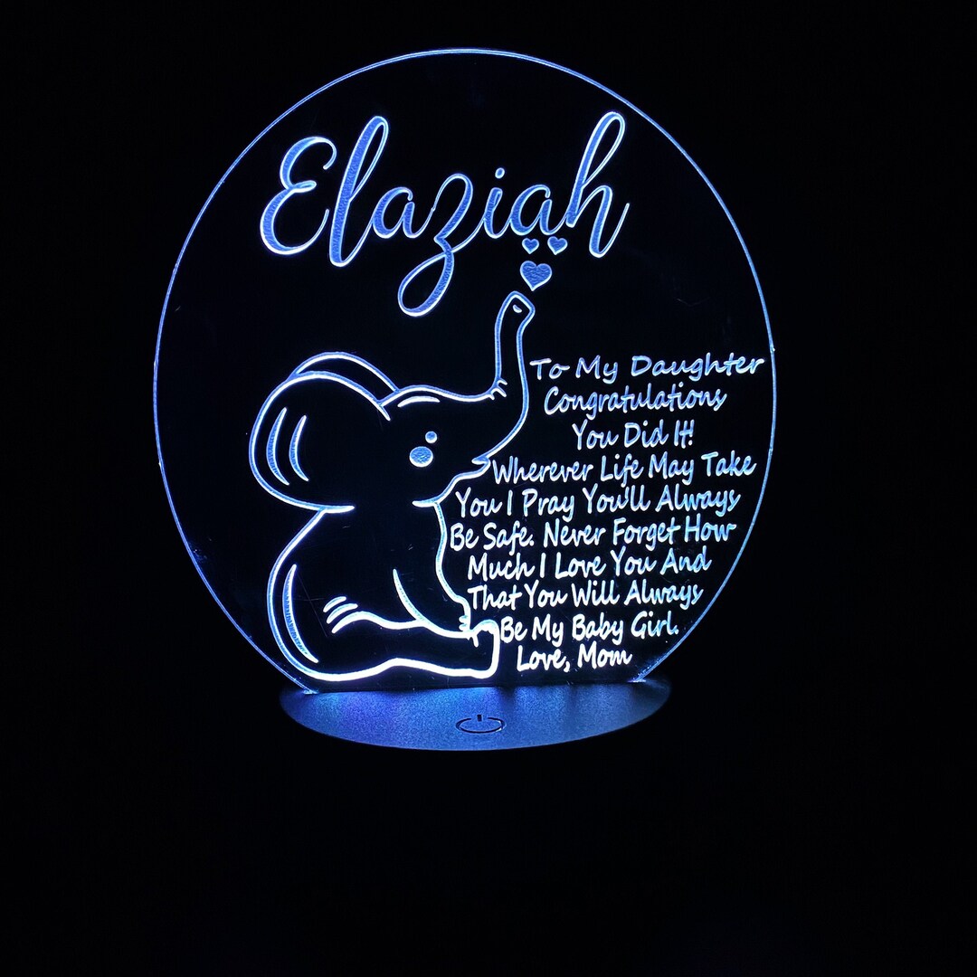 Graduation Gift Night Light Custom Special Message Gift Elephant Led ...