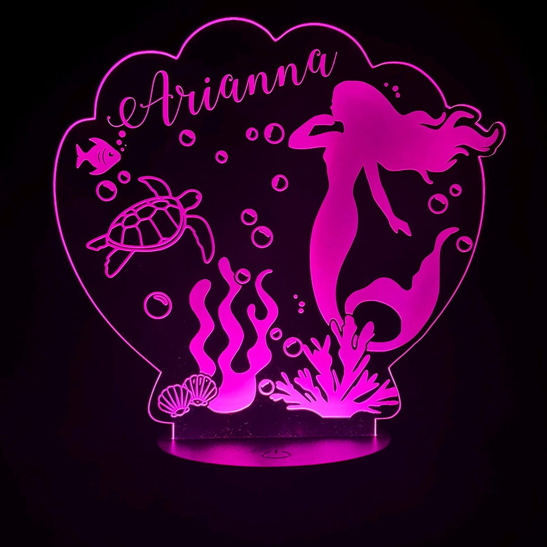 Mermaid Girl Personalized Gift LED Lamp Name Nightlight Design Light up ...