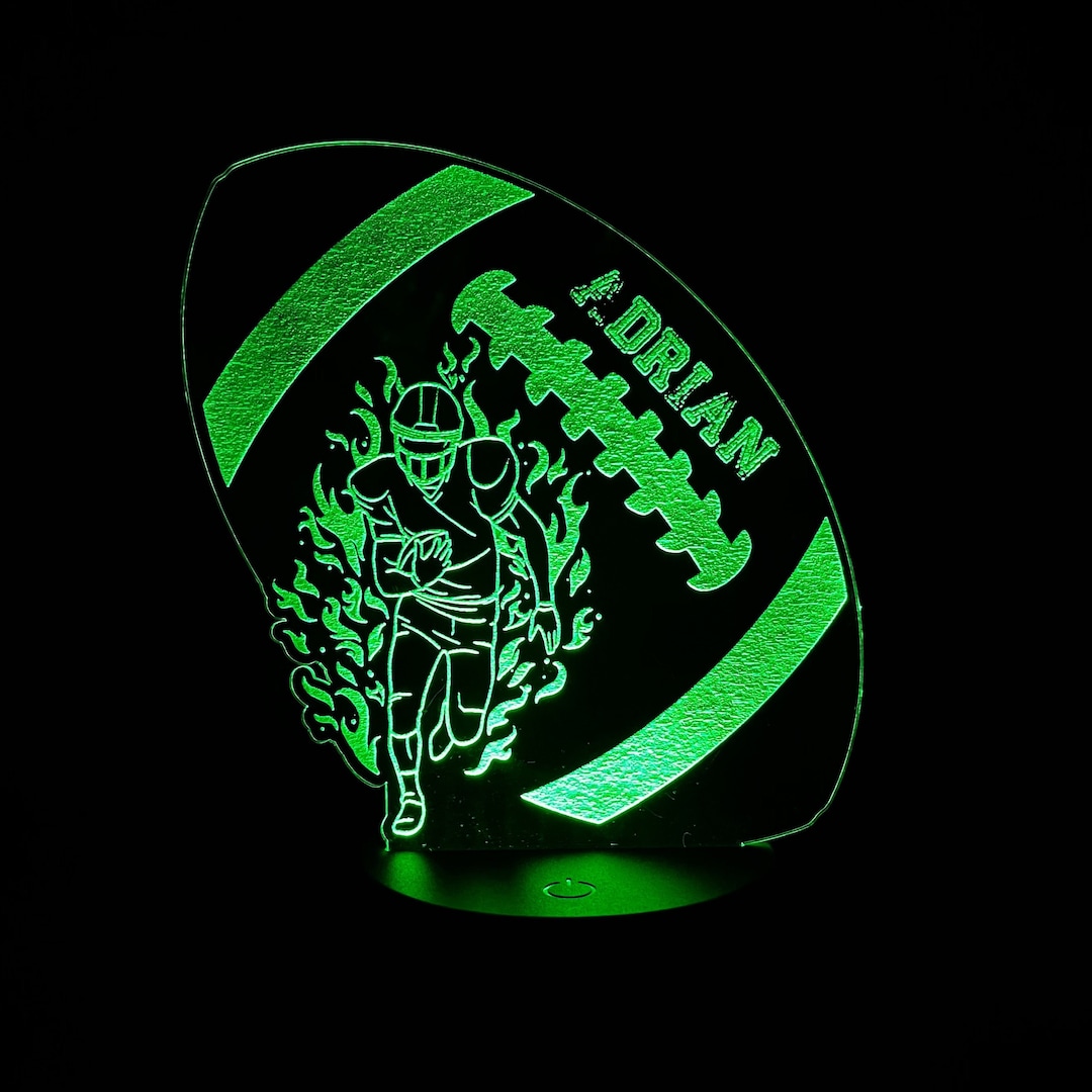 Football Player LED Lamp, Personalized Sport Fan Gift, Custom Name ...