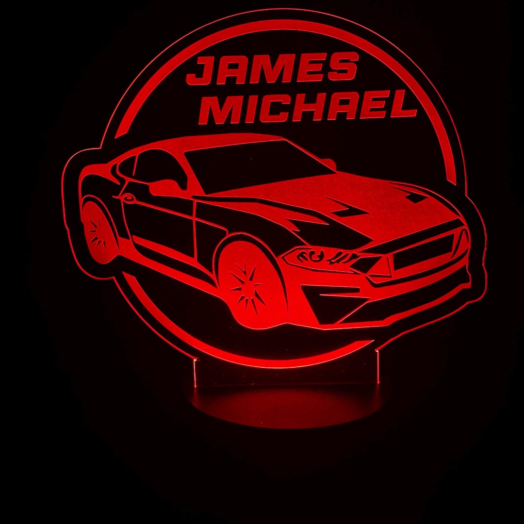 Personalized Race Car Night Light Name Gift for Kid Teen Light up Led ...