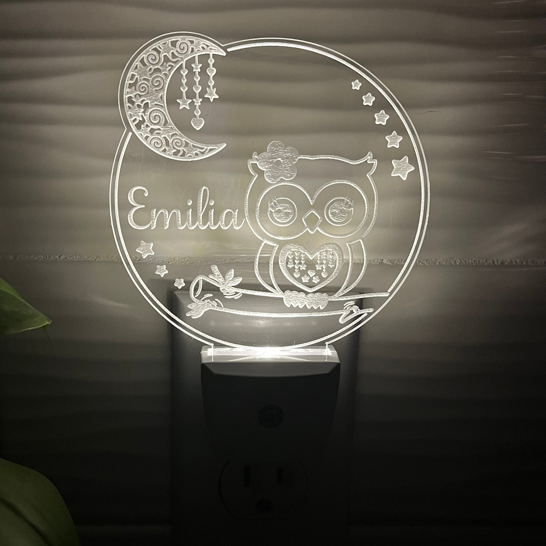 Personalized Owl Night Light Name Gift Light up Engraved Personalized ...