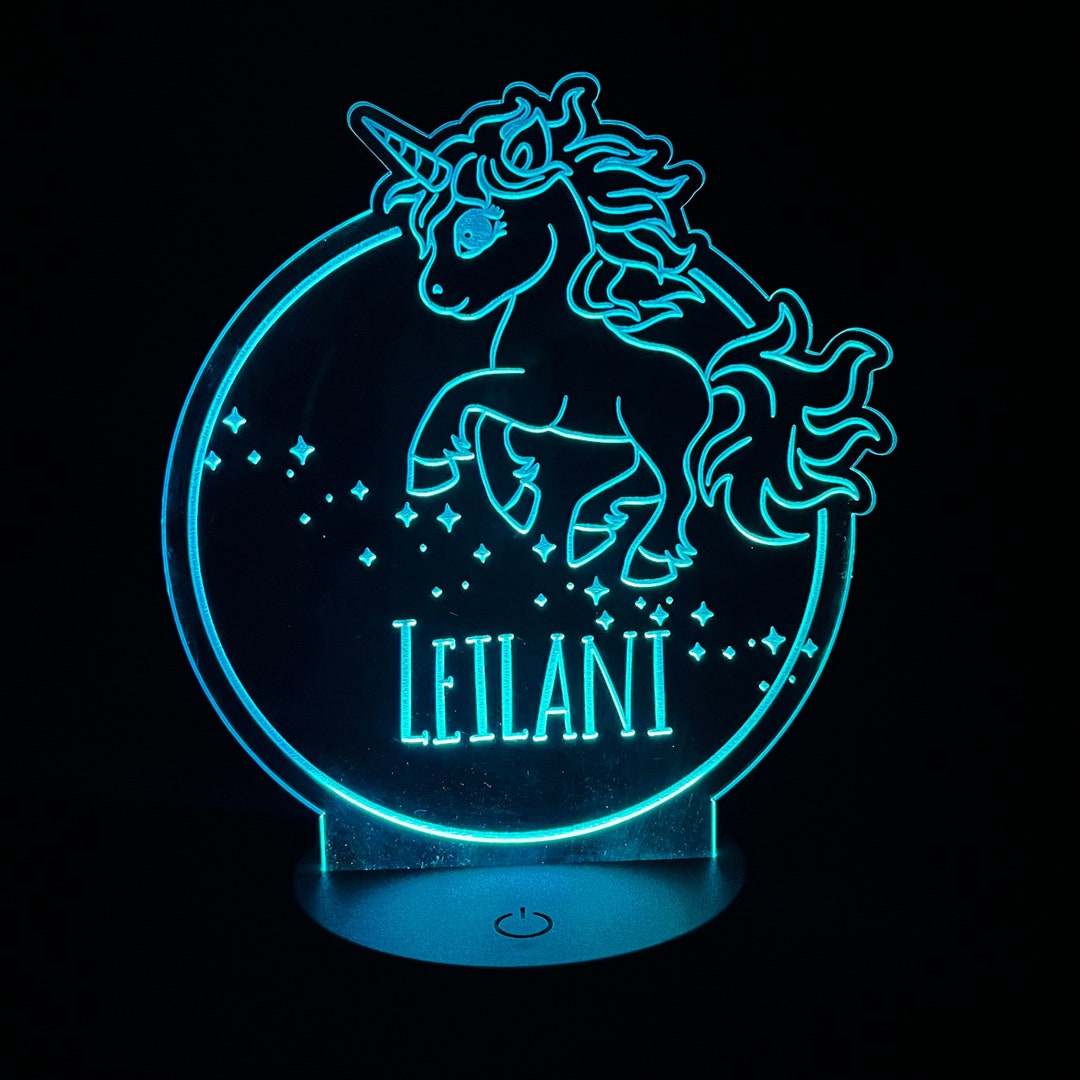 Unicorn LED Lamp Night Light Name Gift for Teen Light up Engraved ...