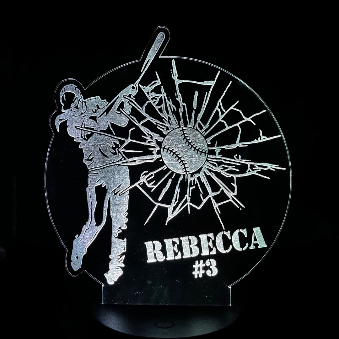 Personalized Softball Player Gift LED Lamp Name Baseball Nightlight ...