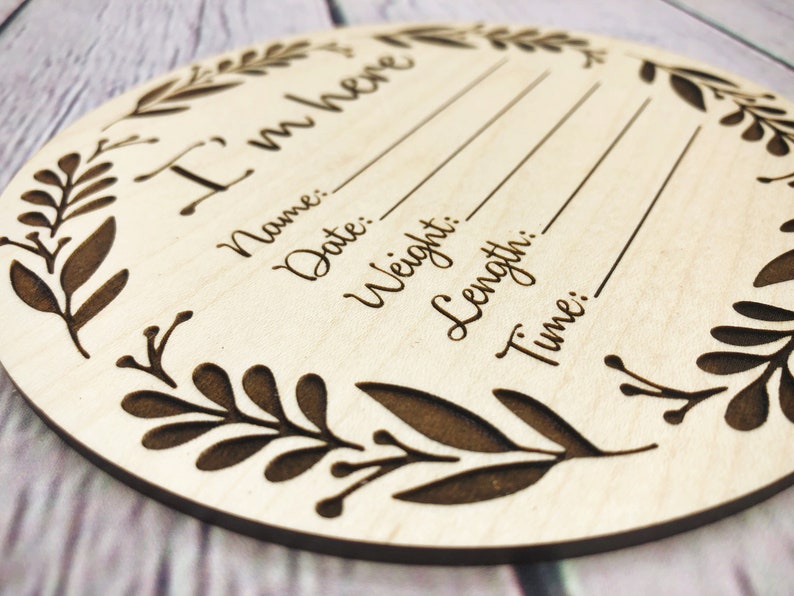 Birth Announcement Wood Disc Newborn Photography Prop Baby - Etsy