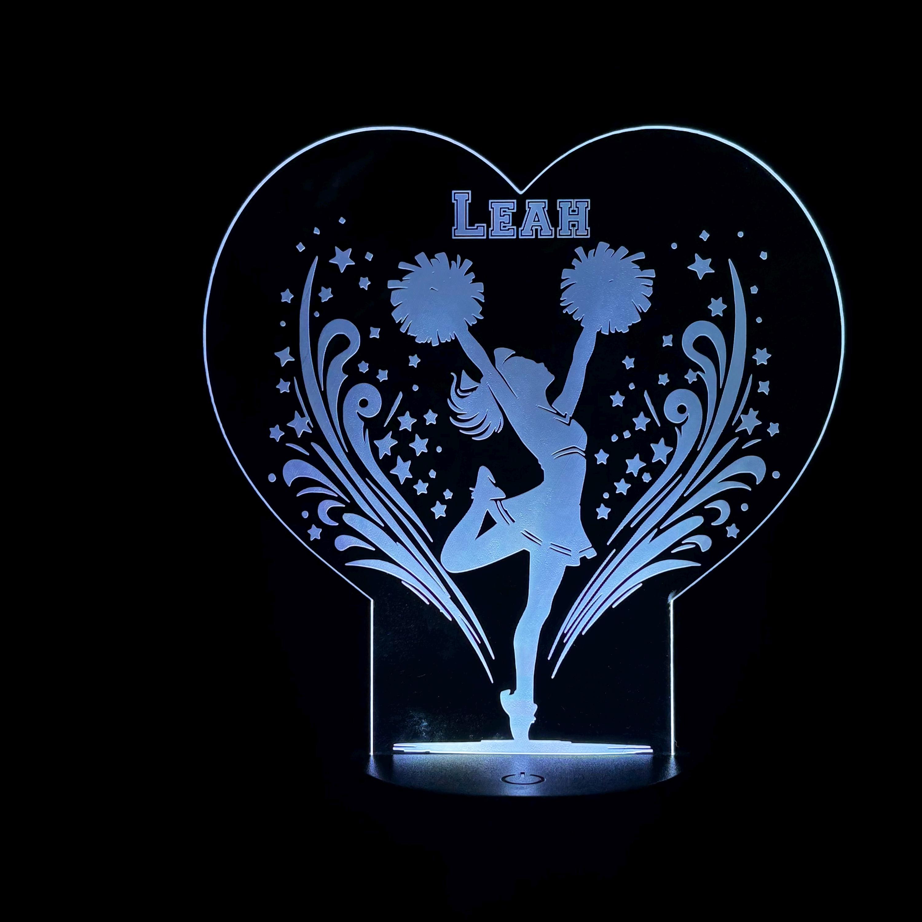 Personalized Cheerleading LED Lamp: Engraved Name Night Light - Etsy
