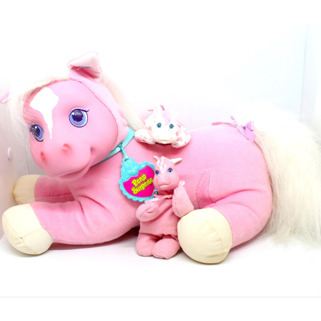 Vintage Hasbro Pony Surprise Mom With 2 Babies Plush Stuffed Animal ...