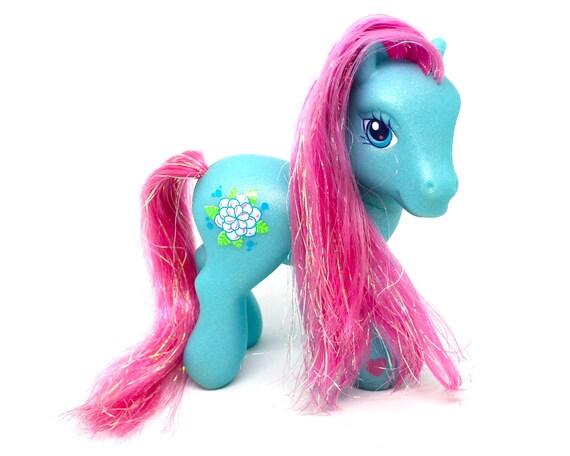 Vintage Gardenia Glow G3 My Little Pony MLP Hasbro Horse Figure Kid s Toy Original 2003 2000s Blue Glitter Tinsel Hair Flower Etsy UK