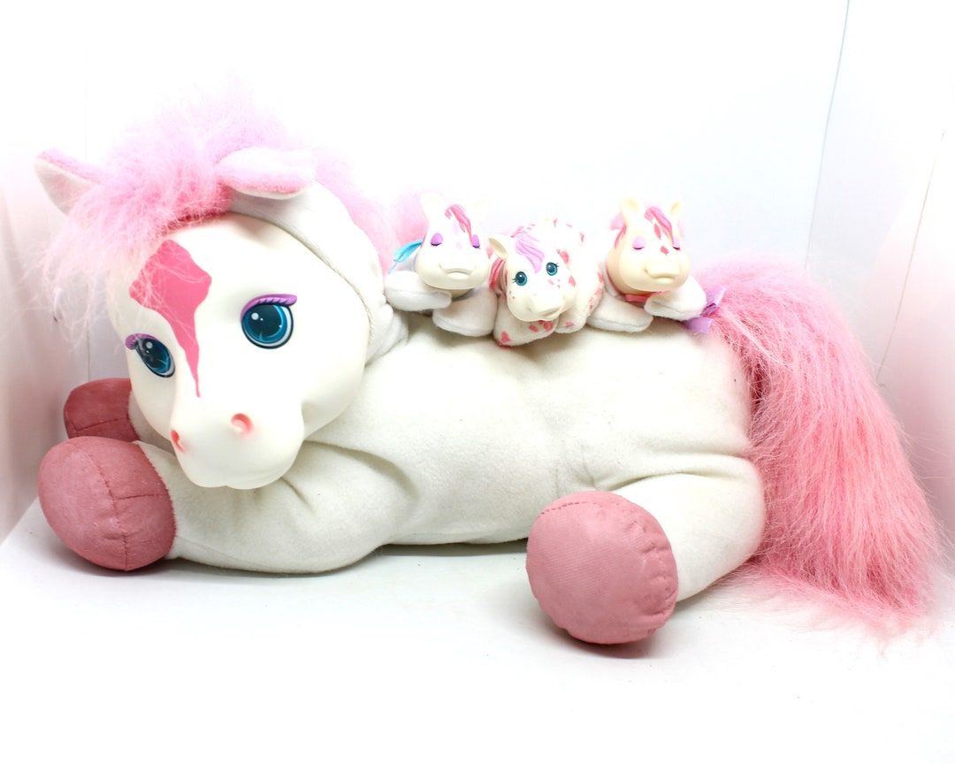 Vintage Hasbro Pony Surprise Mom With 3 Babies Plush Stuffed Animal ...