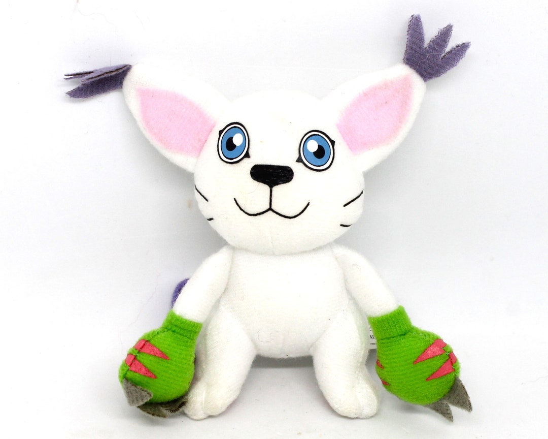 Vintage Digimon Mini Plush Stuffed Animal 1990s Gatomon White Cat Kitty ...