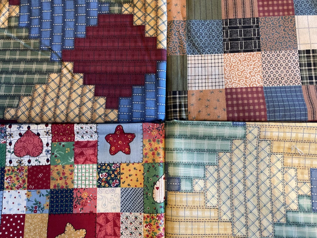 Cheater Quilt Fabrics, Log Cabin, Hearts, Patchwork, Little Quilts ...