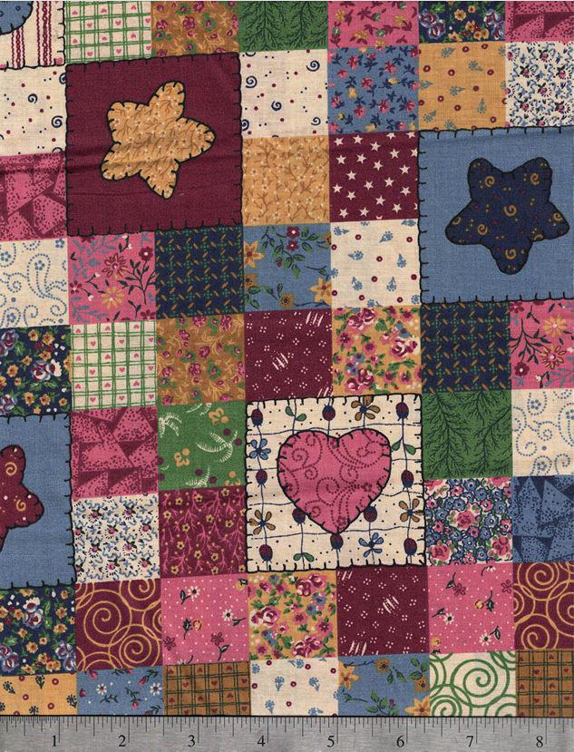 Cheater Quilt Fabrics, Log Cabin, Hearts, Patchwork, Little Quilts ...