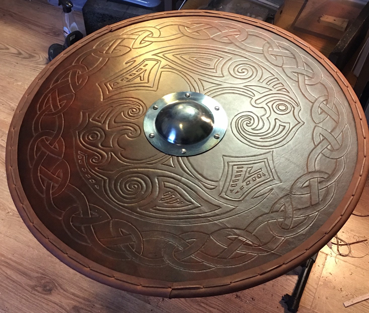 Viking Shield/ Handmade Leather Covered Viking/ Celtic Shield. Re ...