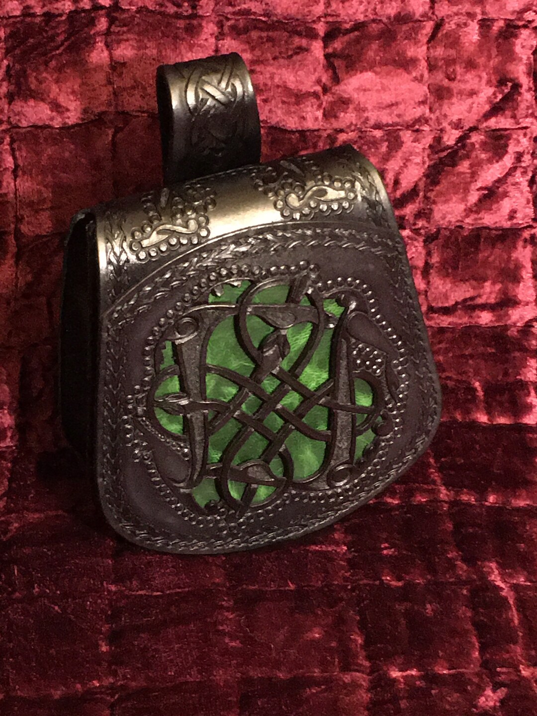 Hand Carved Viking Leather Belt Pouch/ Hip Pouch/ Bushcraft Pouch/ Larp ...