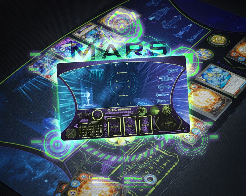 Keyforge Card Game Mat for House Mars Players With Playing - Etsy