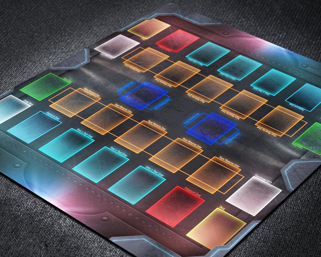 2player YGO Card Game Playmat With Colorful Field Zones for Two-sided ...