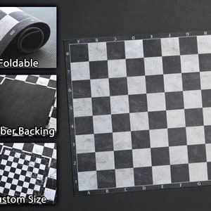 Classic Chess Board Printed as a Playmat, Gaming Checkerboard Mat, Game ...