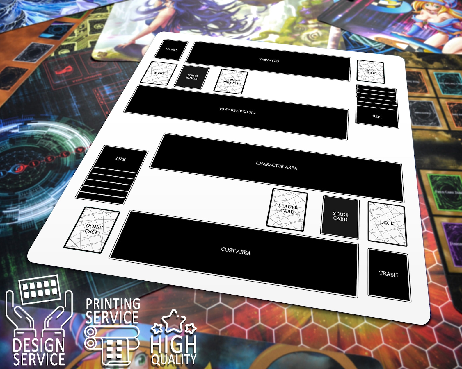 2-player One Piece Card Game Playmat With Custom Field Zones ...