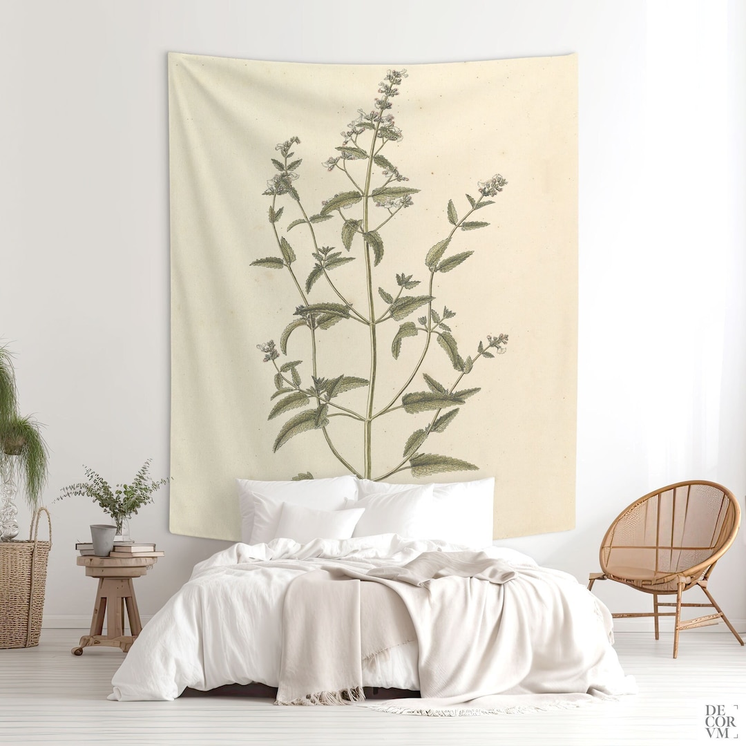 Botanical Tapestry, Wall Art, Vintage Botanical Print, Botanic Wall Art ...