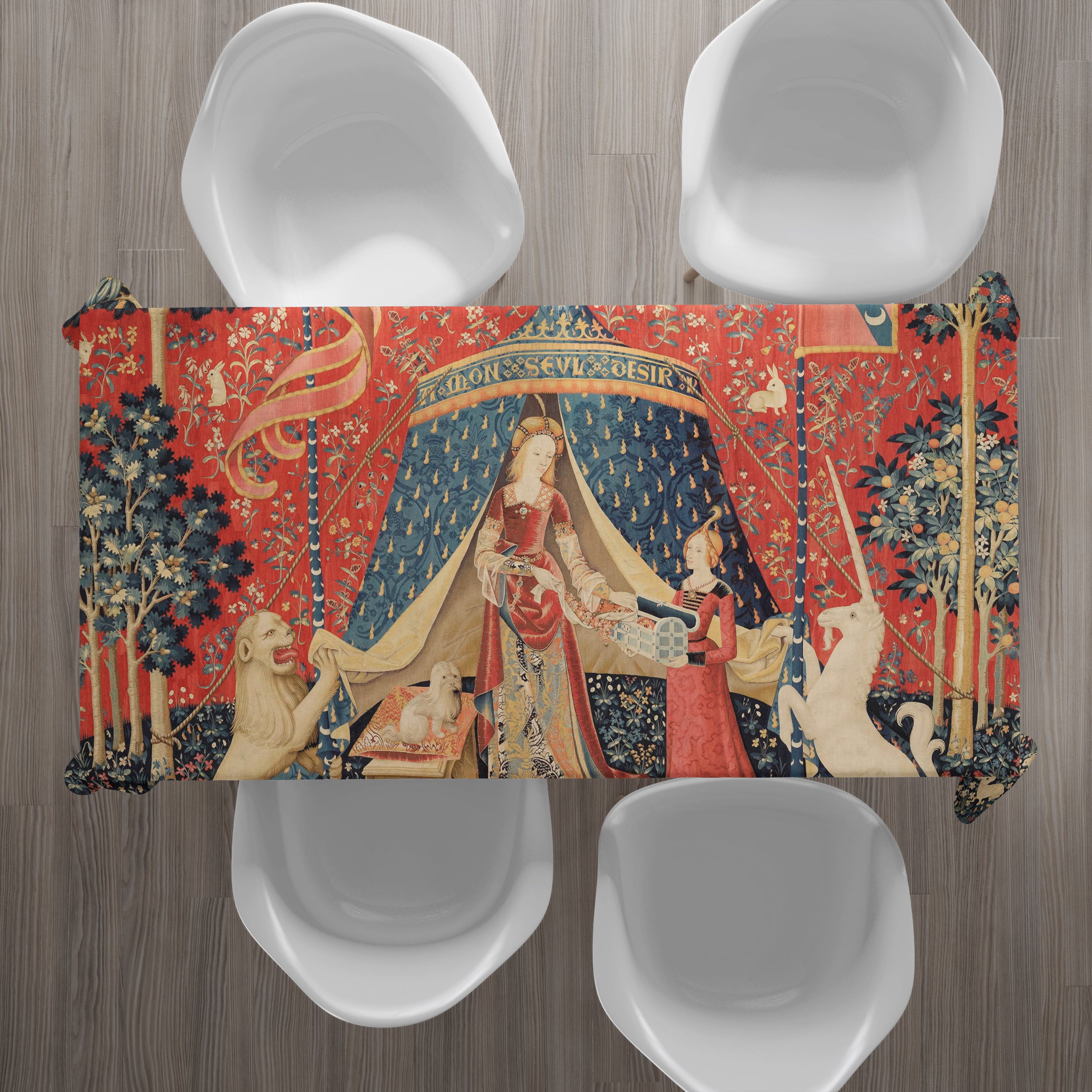 Medieval Tablecloth With the Lady and the Unicorn Tapestry Art, for ...