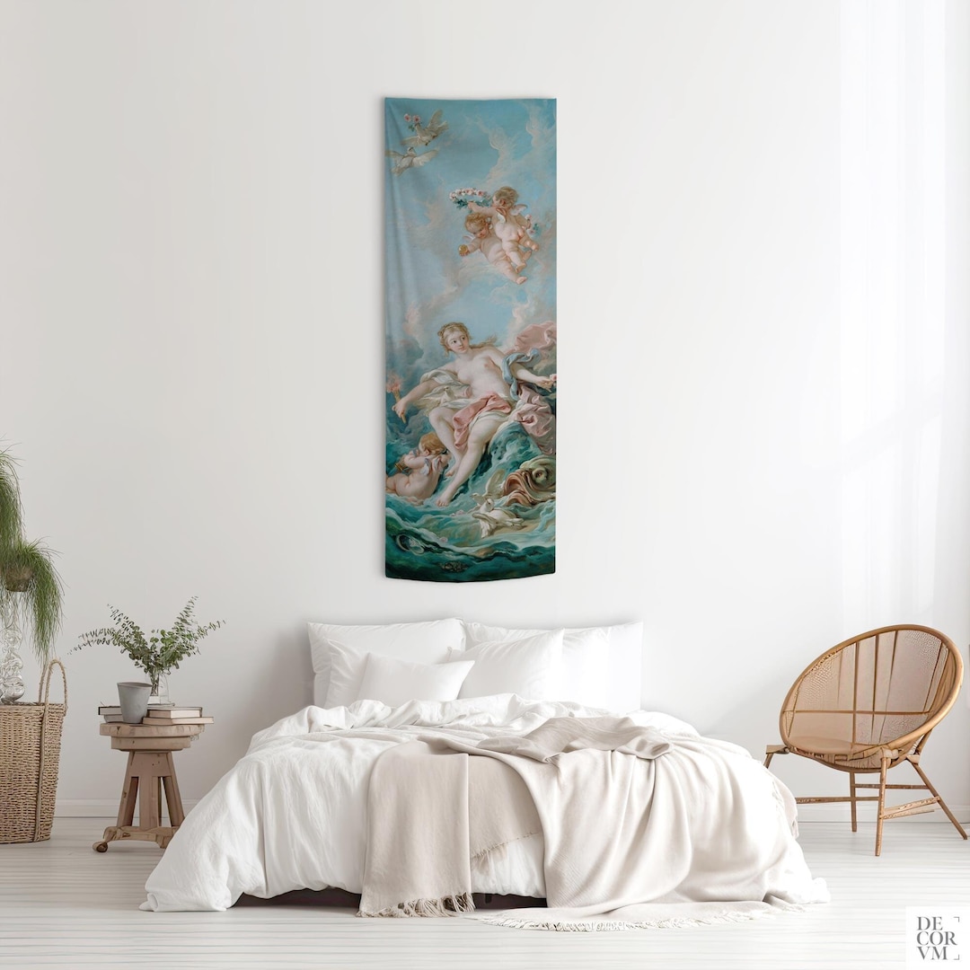 Venus on the Waves With Angels Fabric Banner, Wall Hanging Fabric ...