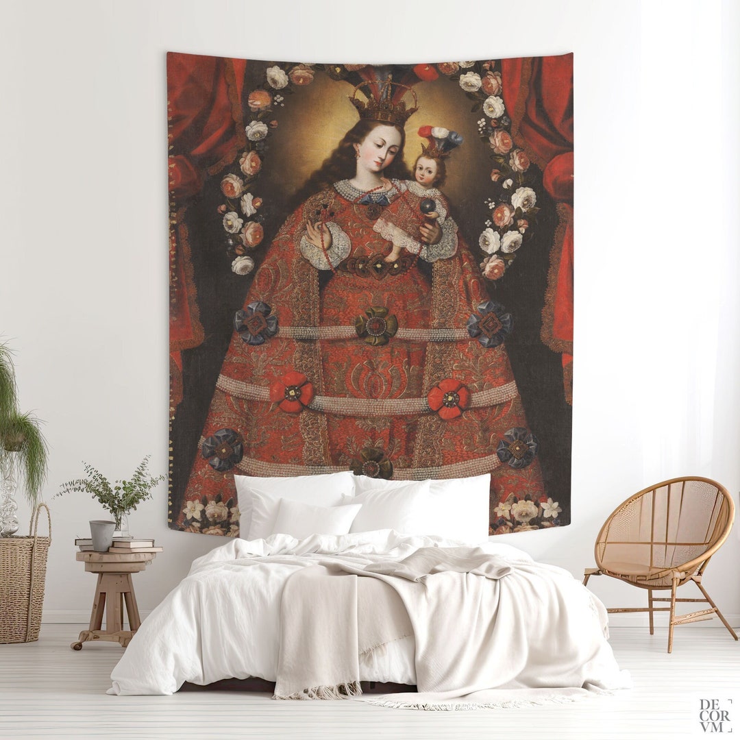 Virgin of the Rosary of Pomata Wall Tapestry Hanging Fabric, Peruvian ...