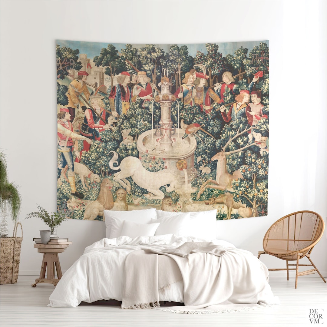 Unicorn Artwork, Medieval Tapestry, Unicorn Tapestry Fabric, Medieval ...