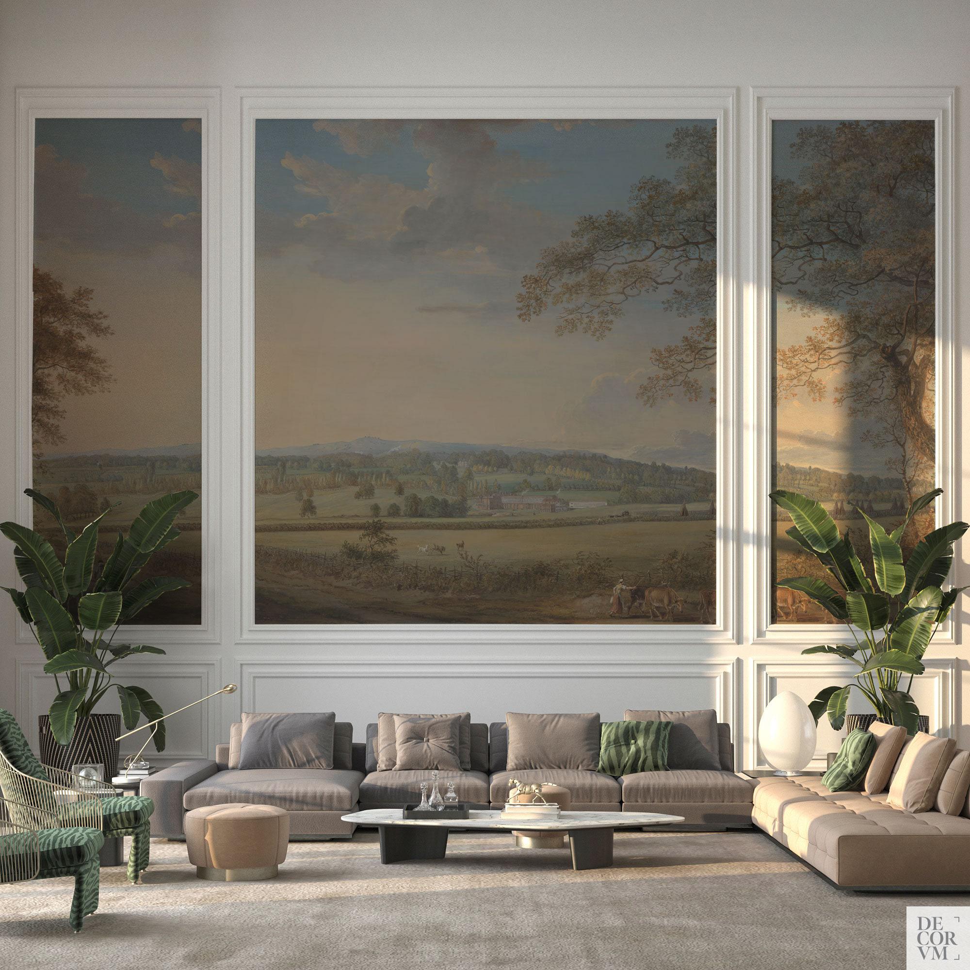 English Country Side Wallpaper Mural, Large Wall Decor With an 18th ...