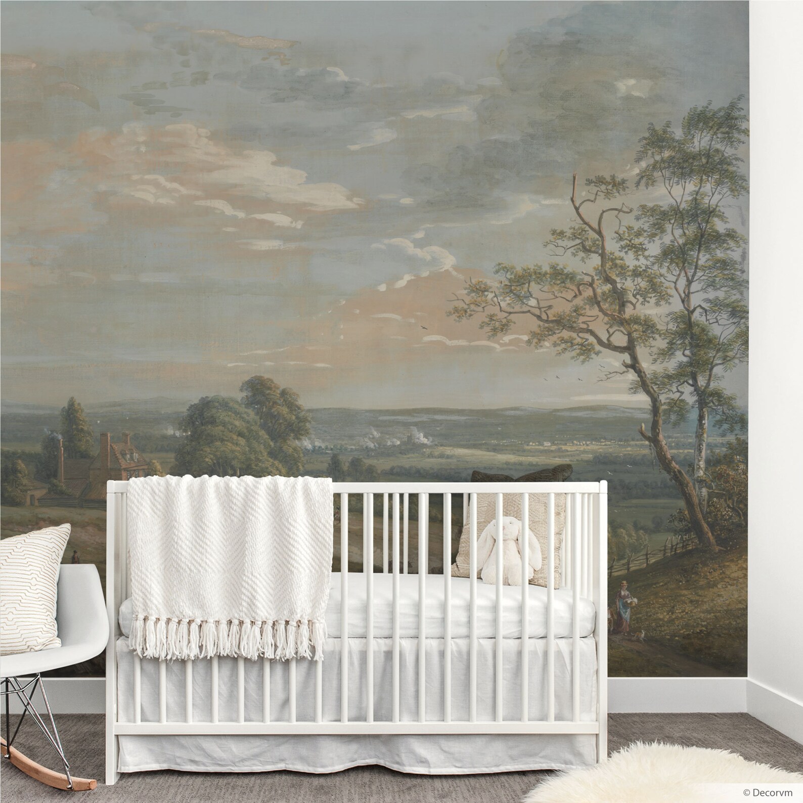 Rural Painting Wall Mural Cottagecore Decor Wallpaper With a - Etsy