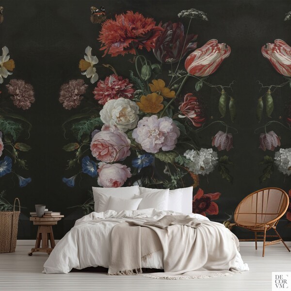 Dutch Floral Wallpaper - Etsy