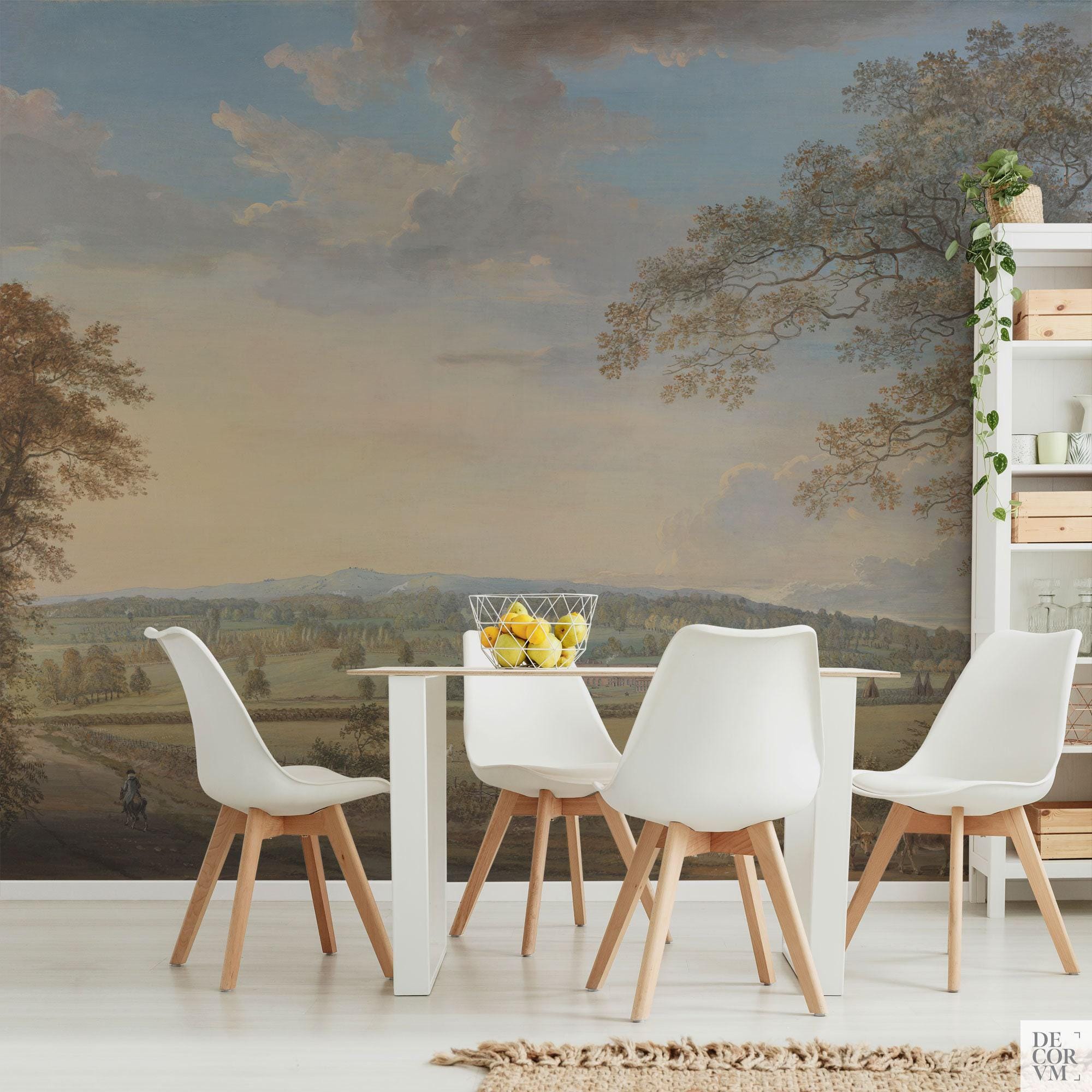 English Country Side Wallpaper Mural, Large Wall Decor With an 18th ...