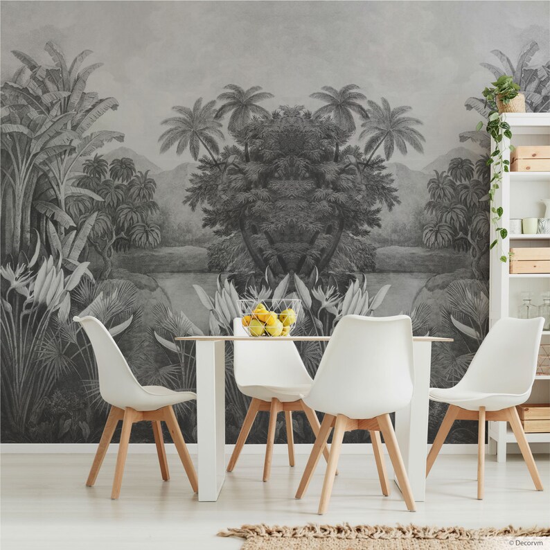 Vintage Wallpaper of a Tropical Jungle Illustration From the - Etsy