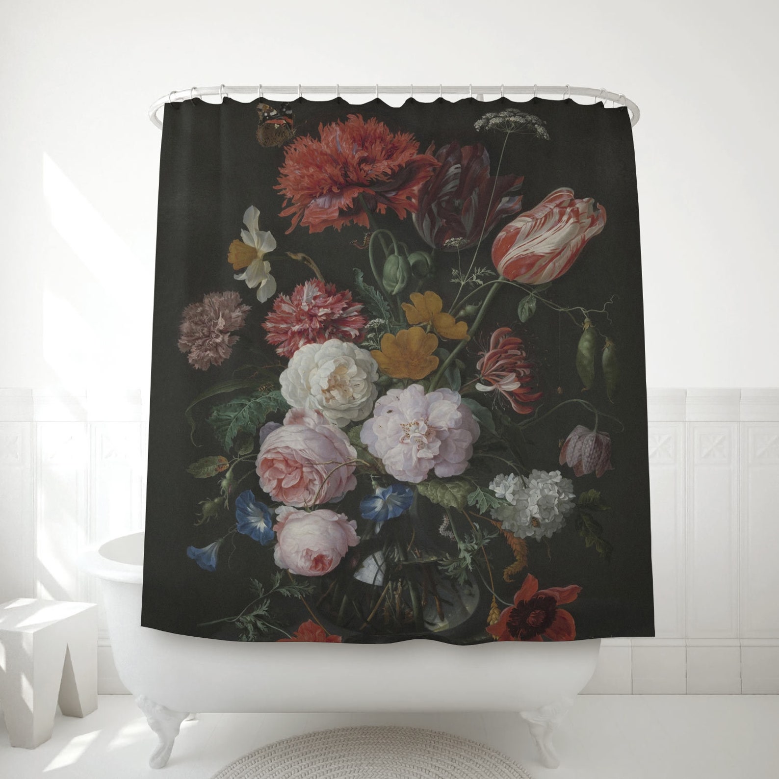 Floral Shower Curtain Dutch Artwork of Flowers in a Glass | Etsy