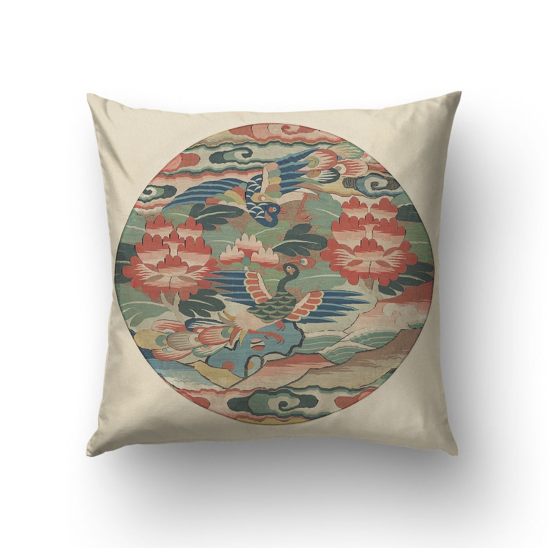 Peacock Throw Pillow Cover, Ming Pillow Art, Chinoiserie Decor, Ming ...