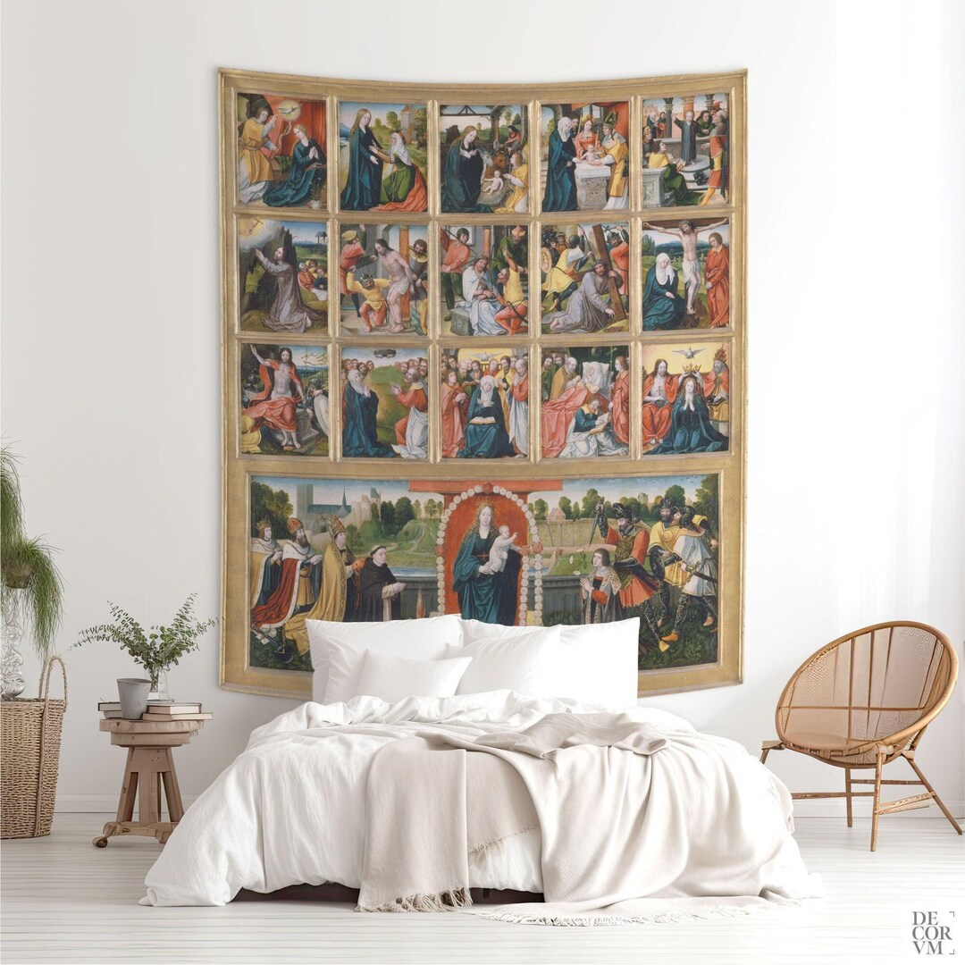 Virgin of the Rosary Tapestry, Religious Wall Art, Netherlandish Art - Etsy