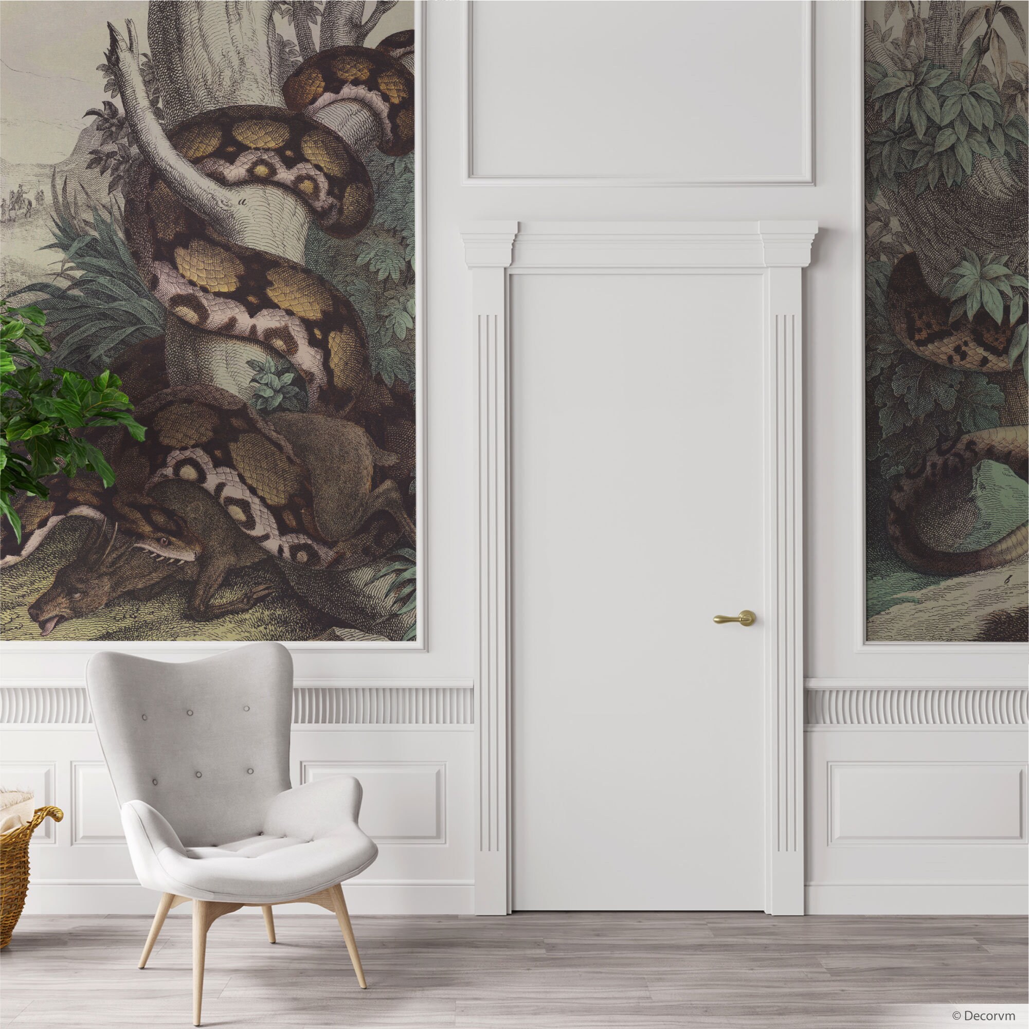 Snake Wall Mural Vintage Wall Decor With an Illustration of | Etsy