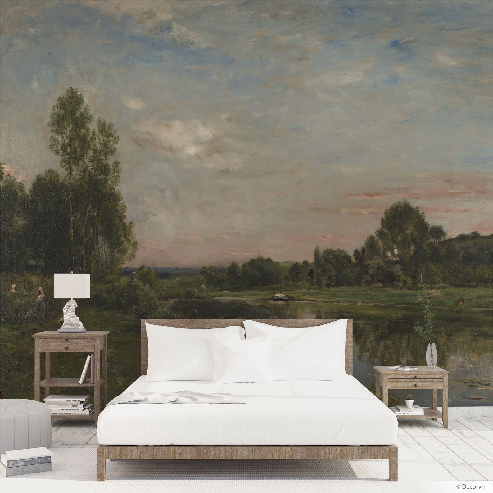 River Landscape Wall Mural Country Side Oil Painting From the - Etsy