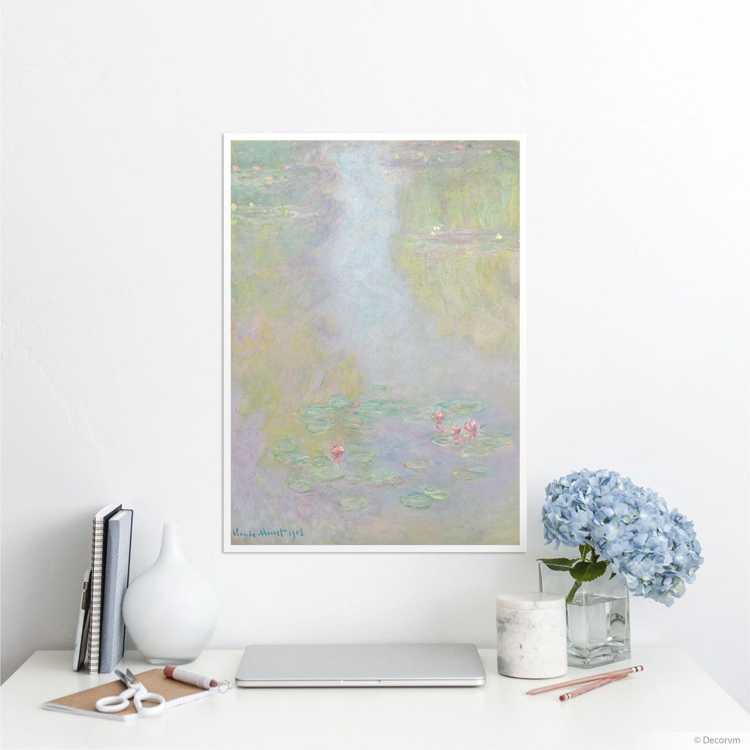 Water Lilies Wall Decor, Claude Monet Prints, Nature Decoration, Pastel ...