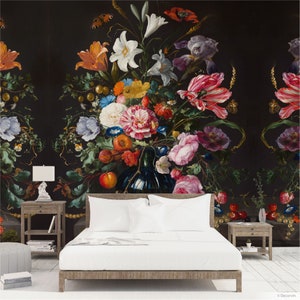 Dutch Wallpaper With Colorful Flowers, Floral Wall Decor for Your Home ...