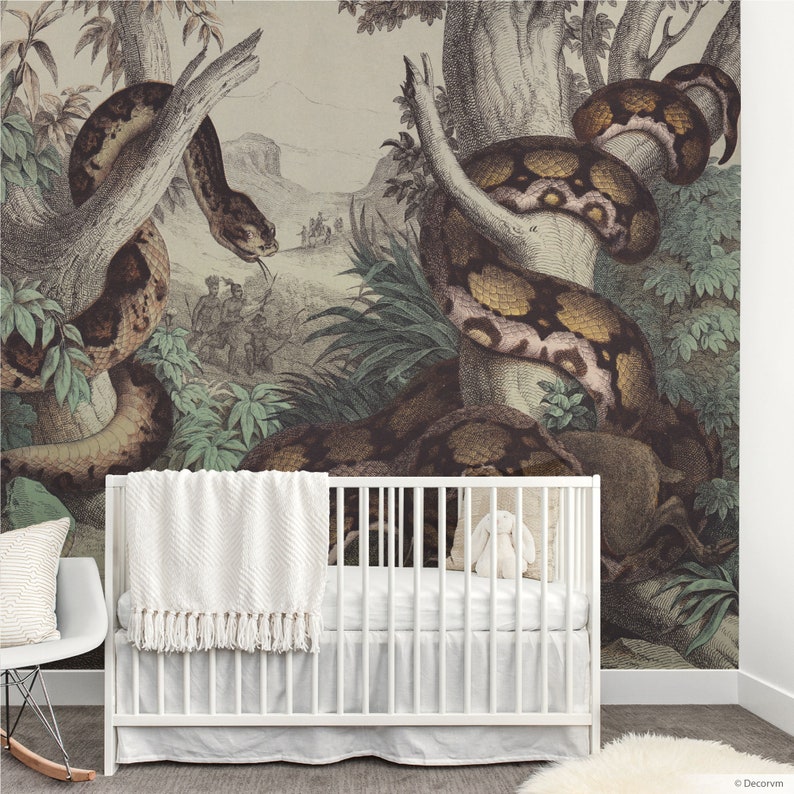 Snake Wall Mural Vintage Wall Decor With an Illustration of - Etsy