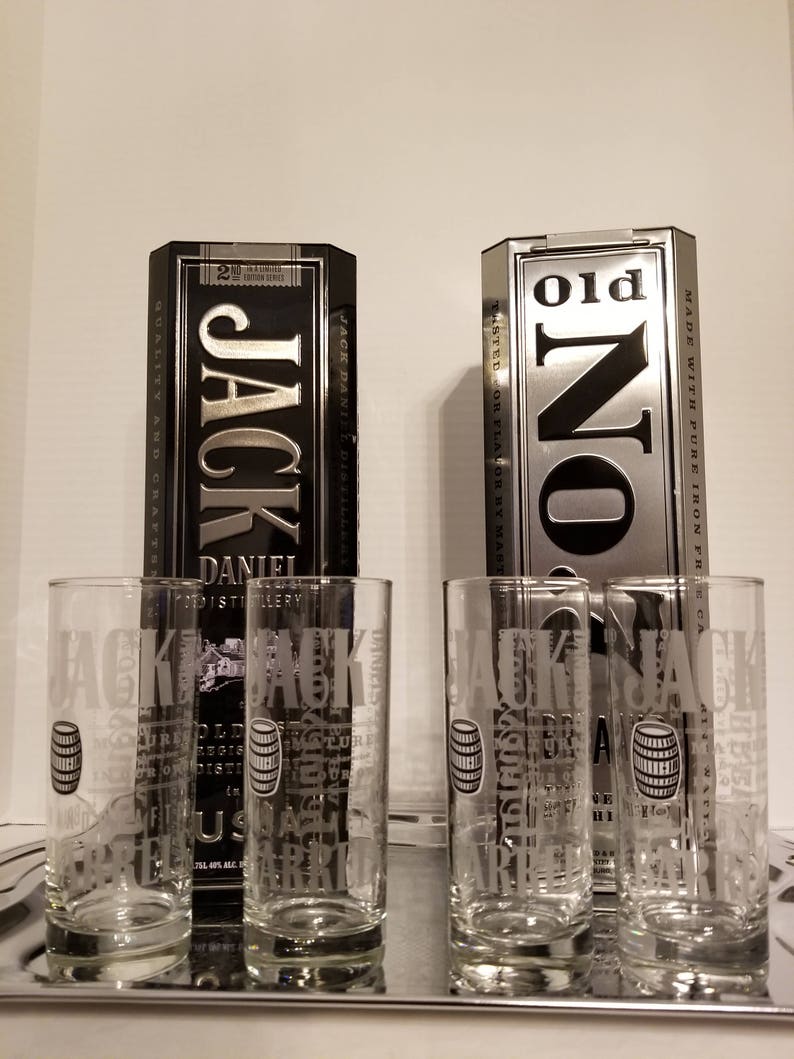 Set of 4 Jack Daniels Tall Glasses / Glass. High Ball - Etsy