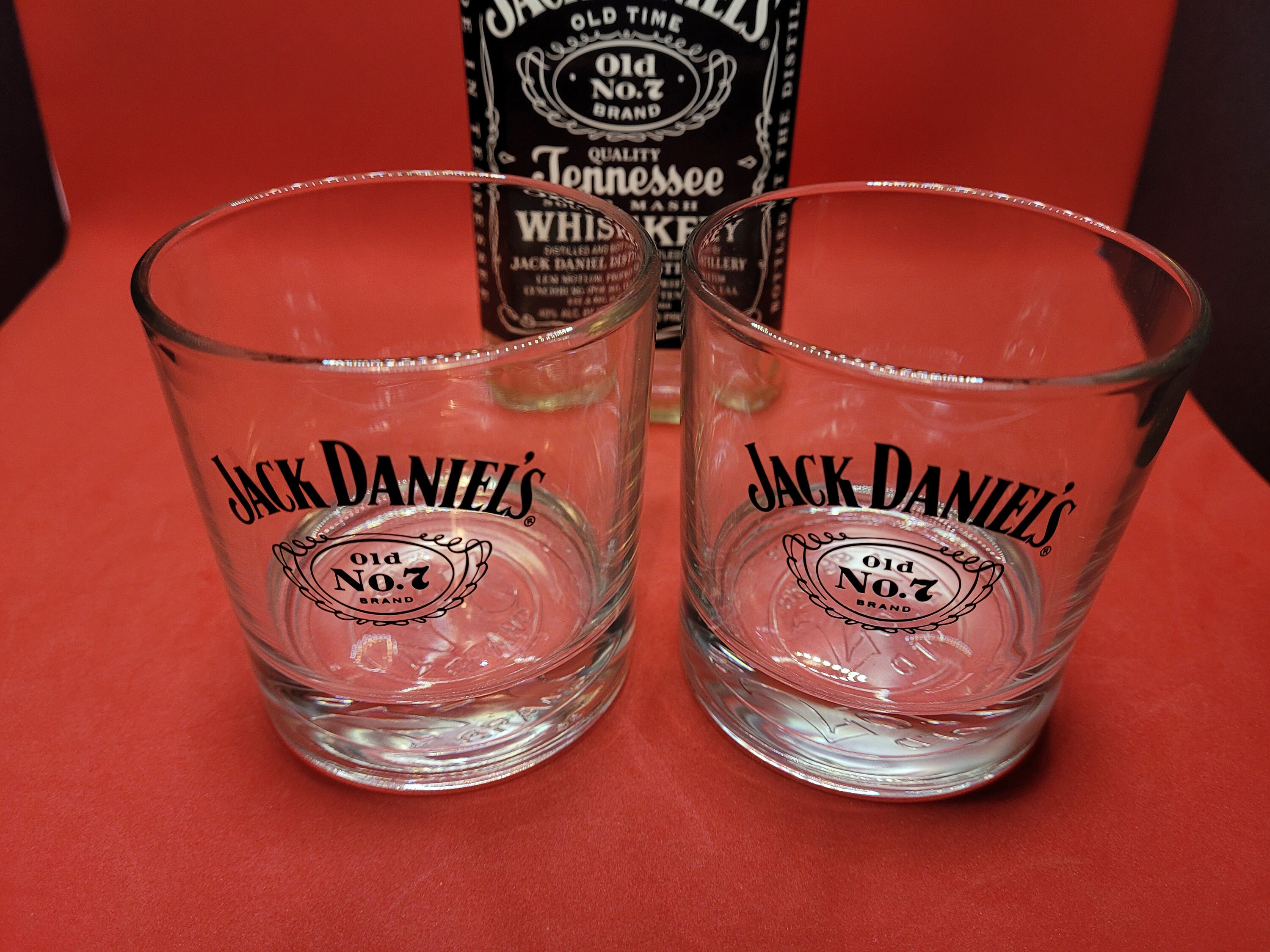 Set of 2 Heavy Jack Daniels Rock Glasses, Glass With Embossed Logo on ...