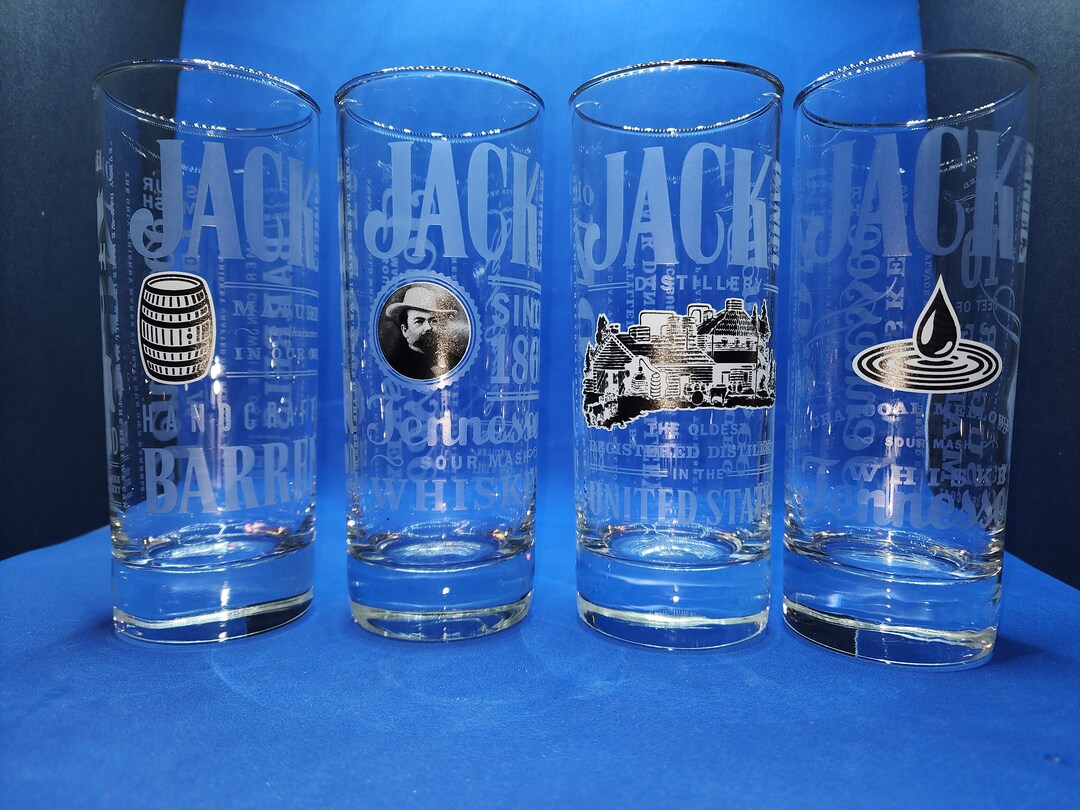 Variety of 4 Unique Jack Daniels Tall Glasses. 1 of Each - Etsy