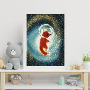 Space Fox Wall Art, Space Themed Artwork, Kids Room Print - Etsy